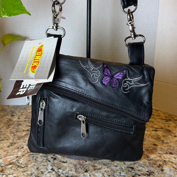 Unik | Bags | Nwt Unik Leather Belt Loop Clip Butterfly Purse With Clip ...